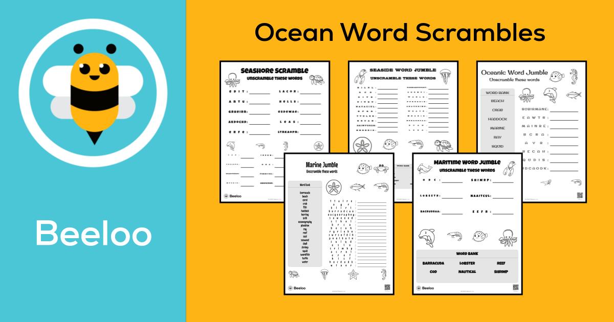 Ocean-themed Word Scrambles • Beeloo Printable Crafts and Activities ...
